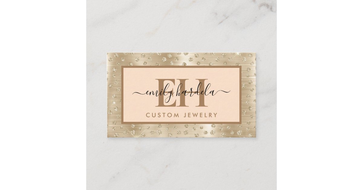 Gold Glitter Custom Jewelry Business Card | Zazzle