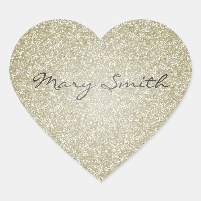 Gold Glitter Custom Name Heart Sticker | Zazzle.com