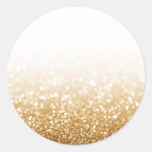Gold Glitter Custom Trendy Classic Round Sticker | Zazzle