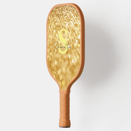 Gold glitter design Elegant&stylish custom name Pickleball Paddle | Zazzle