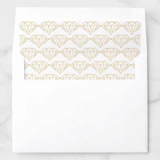 Gold glitter diamond pattern trendy wedding envelope liner | Zazzle.com