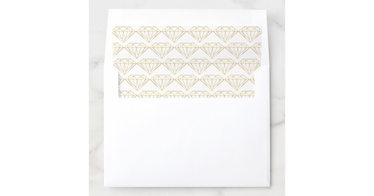 Gold glitter diamond pattern trendy wedding envelope liner | Zazzle