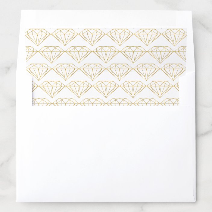 Gold glitter diamond pattern trendy wedding envelope liner | Zazzle.com