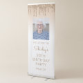 Gold Glitter Drip Custom Photo 90th Birthday Party Retractable Banner ...