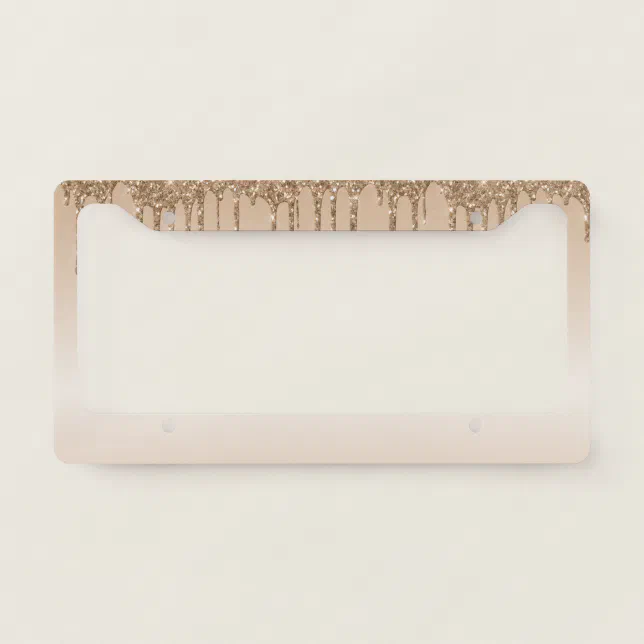 gold glitter drips license plate frame | Zazzle