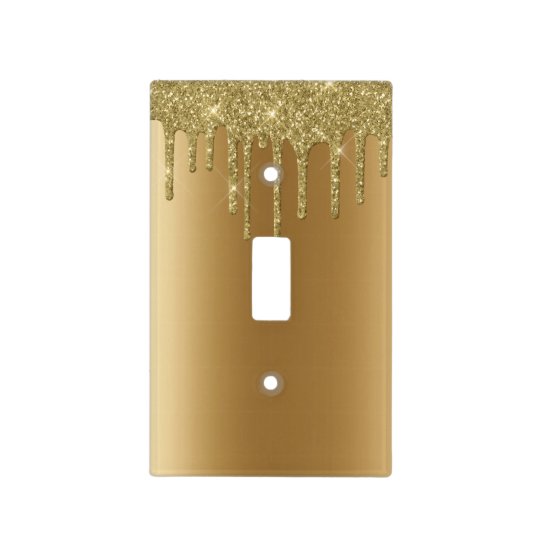 Gold Glitter Drips Metallic Look Light Switch Cover | Zazzle.com