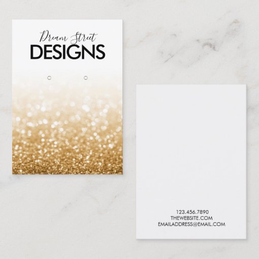 Gold Glitter Earring Display Card | Zazzle