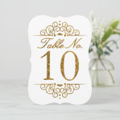 Gold Glitter Effect Wedding Table Number Card (10) | Zazzle