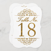 Gold Glitter Effect Wedding Table Number Card (18) | Zazzle