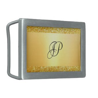 Gold Glitter Elegant Monogrammed Template Modern Belt Buckle | Zazzle