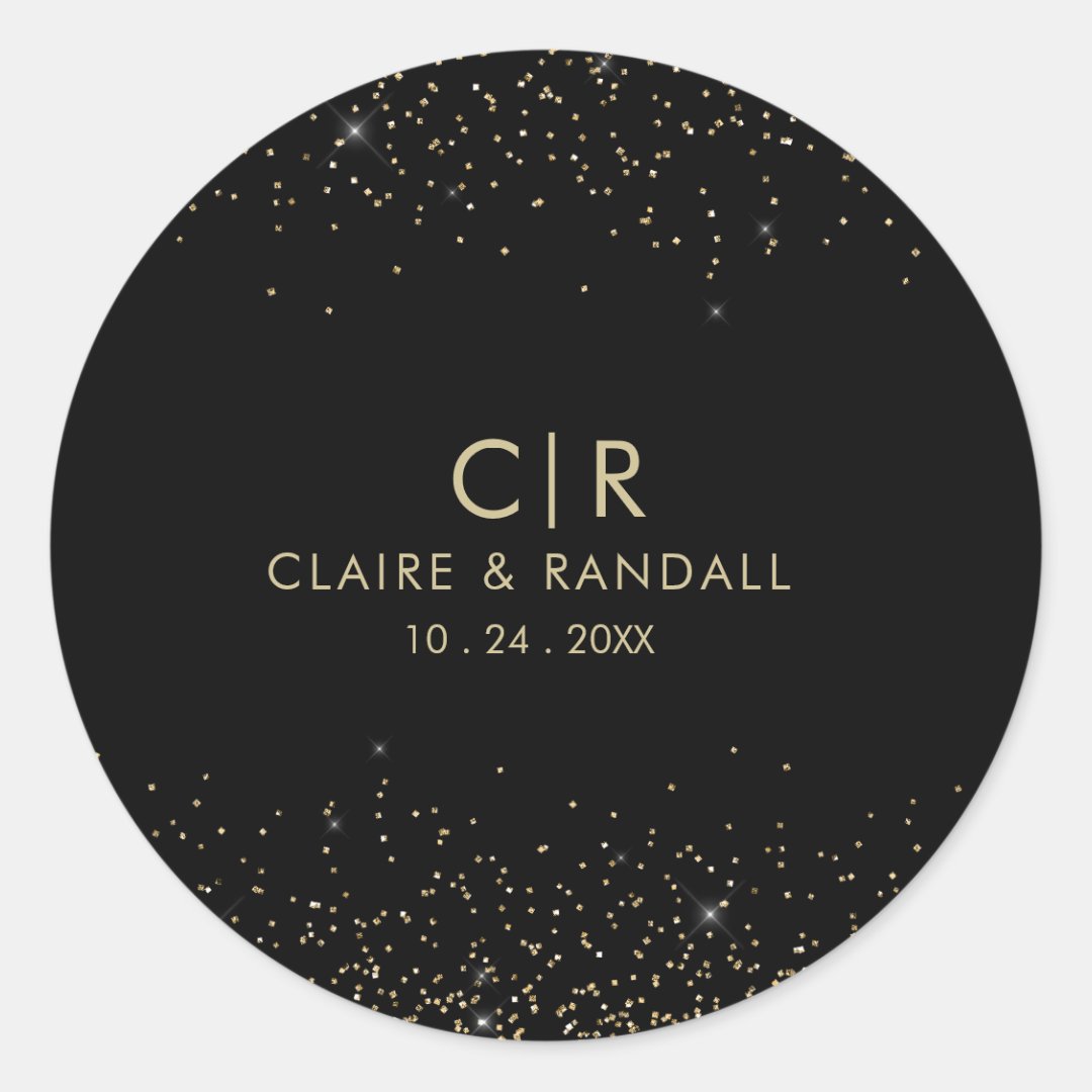 Gold Glitter elegant Wedding Classic Round Sticker | Zazzle