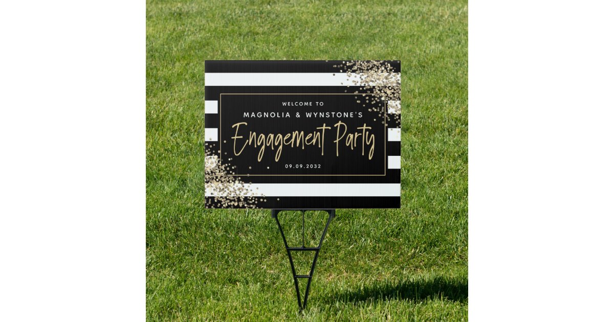 Gold Glitter Engagement Party Welcome Sign | Zazzle