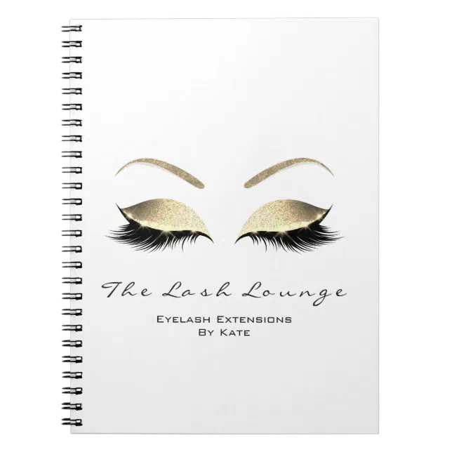 Gold Glitter Eyes Makeup Beauty White Name Notebook | Zazzle