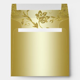 Gold Glitter Floral Envelope for Square Invitation | Zazzle