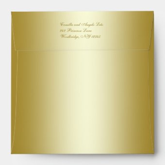 Gold Glitter Floral Envelope for Square Invitation | Zazzle