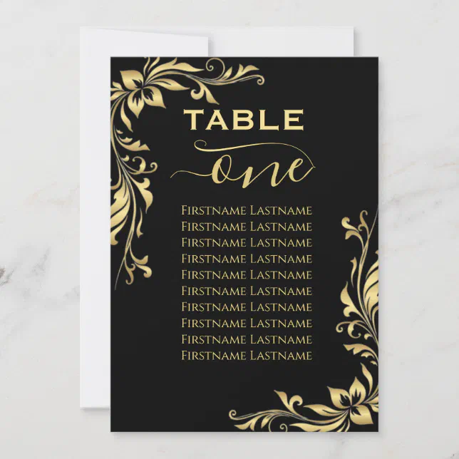gold glitter foil Table Number one 1 Seating Chart | Zazzle
