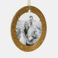 Gold Glitter Frame Holiday Christmas Ornament | Zazzle