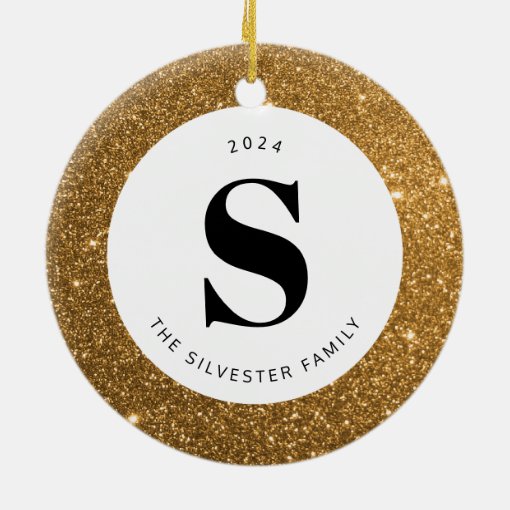 Gold Glitter Frame Holiday Christmas Ornament | Zazzle