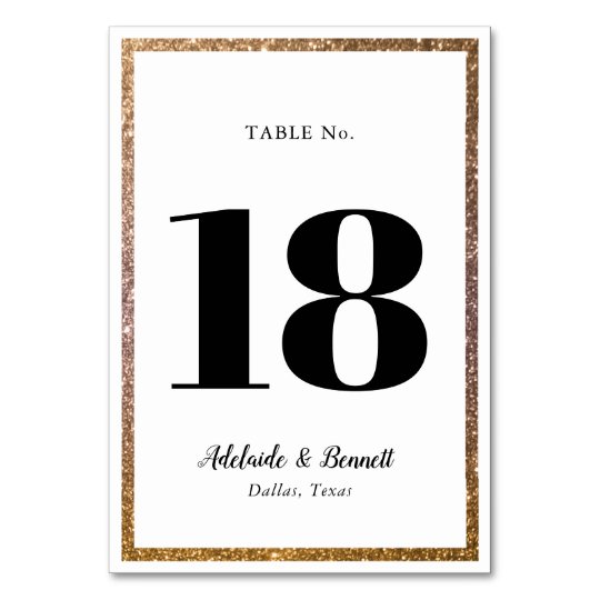 Gold Glitter Frame Table Number | Zazzle.com