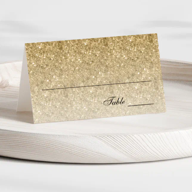 Gold Glitter Glam Personalized Place Card | Zazzle