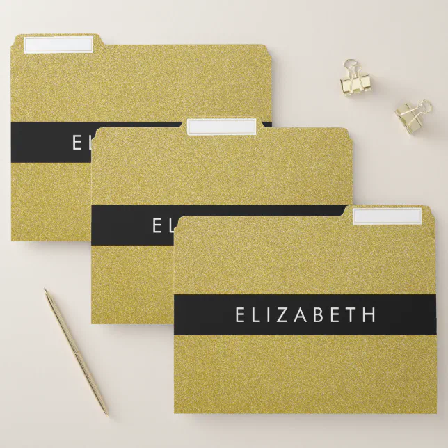 Gold Glitter, Glitter Background, Your Name File Folder | Zazzle