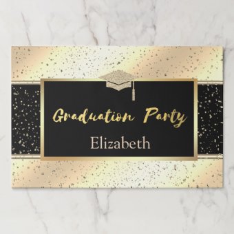 Gold Glitter Grad Cap, Confetti Graduation Party Paper Placemat | Zazzle