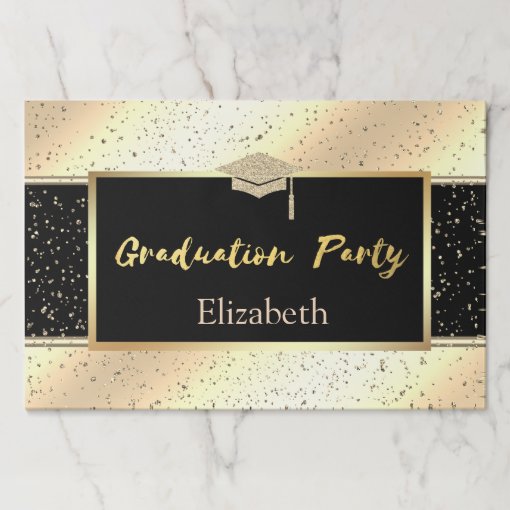 Gold Glitter Grad Cap, Confetti Graduation Party Paper Placemat | Zazzle