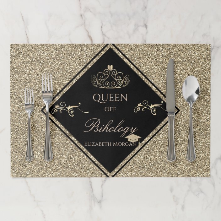 Gold Glitter Grad Cap, Gold Tiara,Graduation Party Paper Placemat ...