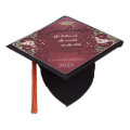 Gold Glitter Graduate Cap Burgundy Flowers | Zazzle