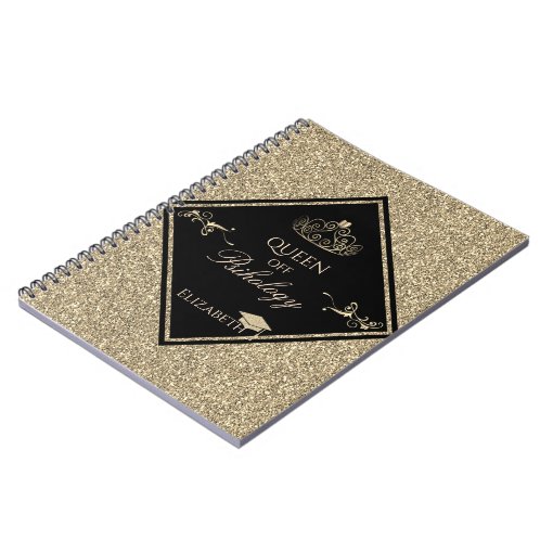 Gold Glitter Graduation Cap, Tiara Notebook | Zazzle