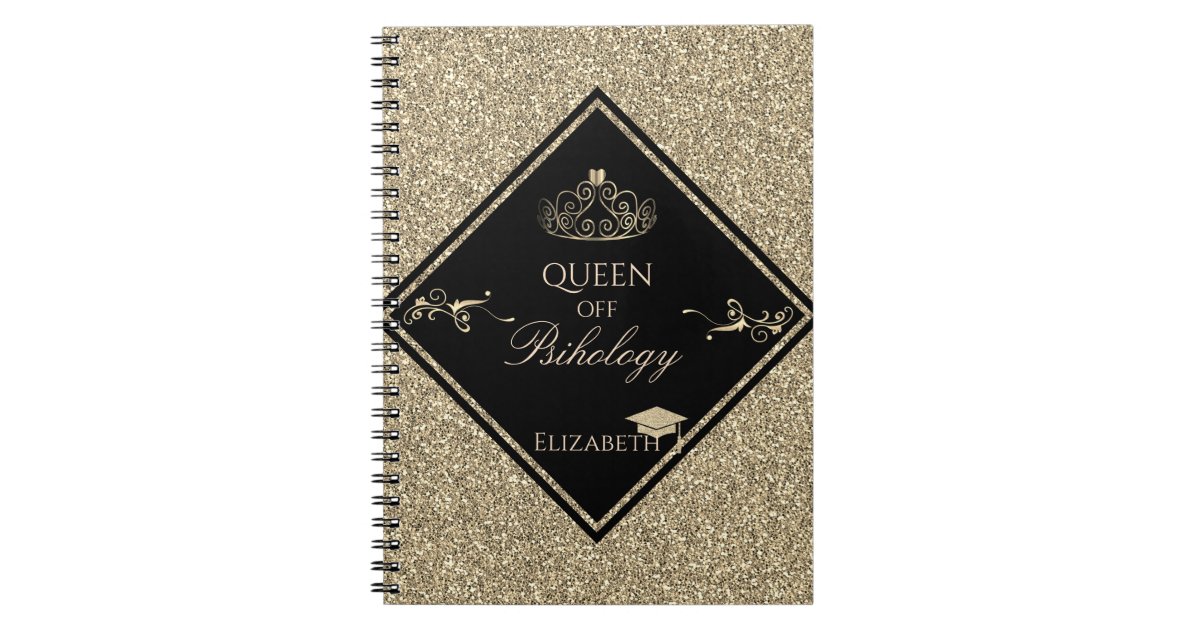 Gold Glitter Graduation Cap, Tiara Notebook | Zazzle