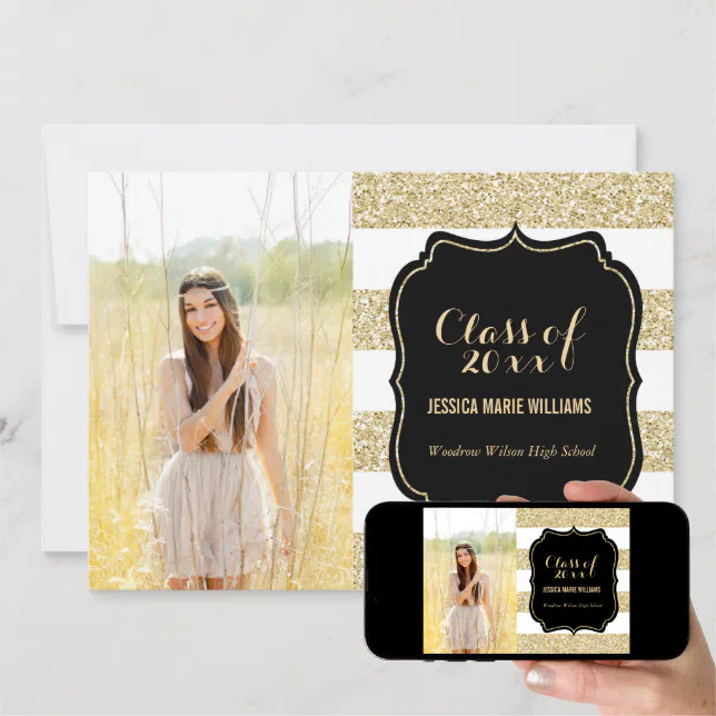 Gold Glitter Graduation Party Invitations | Zazzle