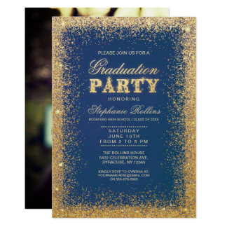 Blue And Gold Graduation Invitations & Announcements | Zazzle
