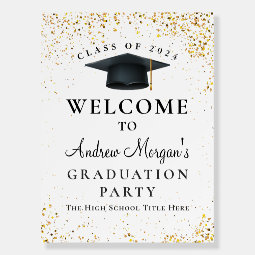 Gold Glitter Graduation Party Welcome Foam Board | Zazzle