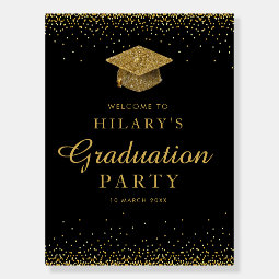 gold glitter graduation party welcome sign | Zazzle