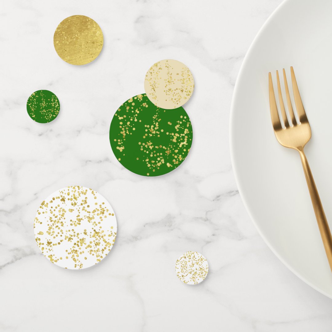 Gold Glitter Green Table Confetti | Zazzle