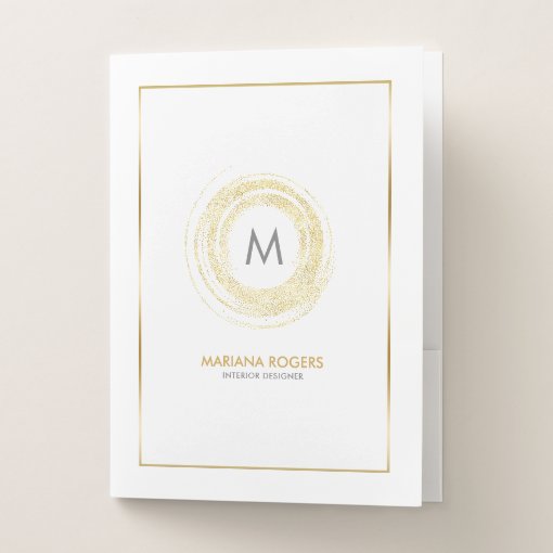 Gold Glitter Hand Painted Circle Designer Logo Pocket Folder | Zazzle