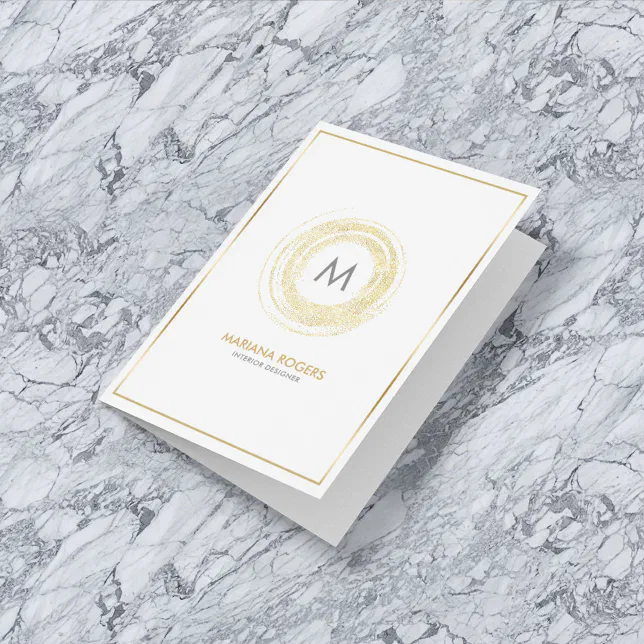 Gold Glitter Hand Painted Circle Designer Logo Pocket Folder | Zazzle