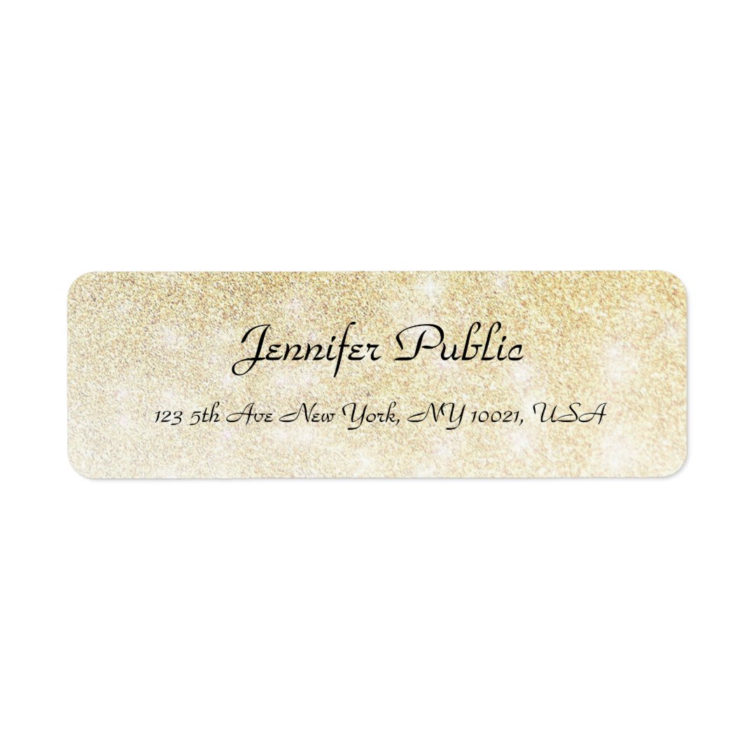 Gold Glitter Handwriting Script Elegant Template Label | Zazzle