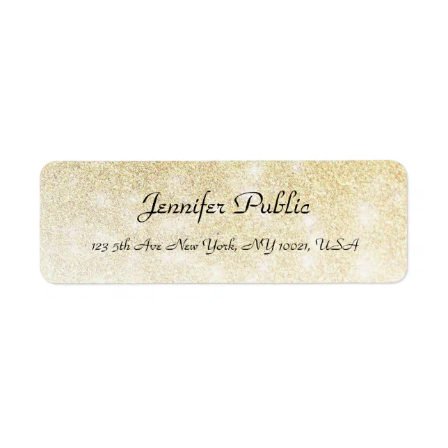 Gold Glitter Handwriting Script Elegant Template Label | Zazzle