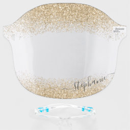 Gold Glitter & Handwritten Calligraphy Signature Face Shield | Zazzle