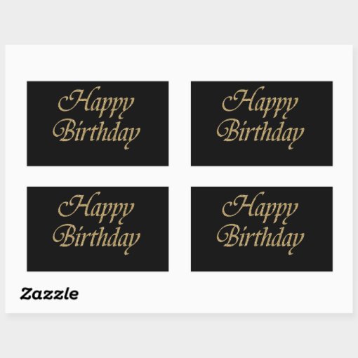 Gold Glitter Happy Birthday Rectangular Sticker | Zazzle