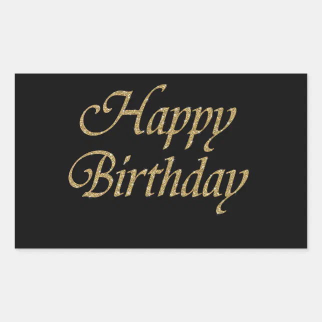 Gold Glitter Happy Birthday Rectangular Sticker | Zazzle