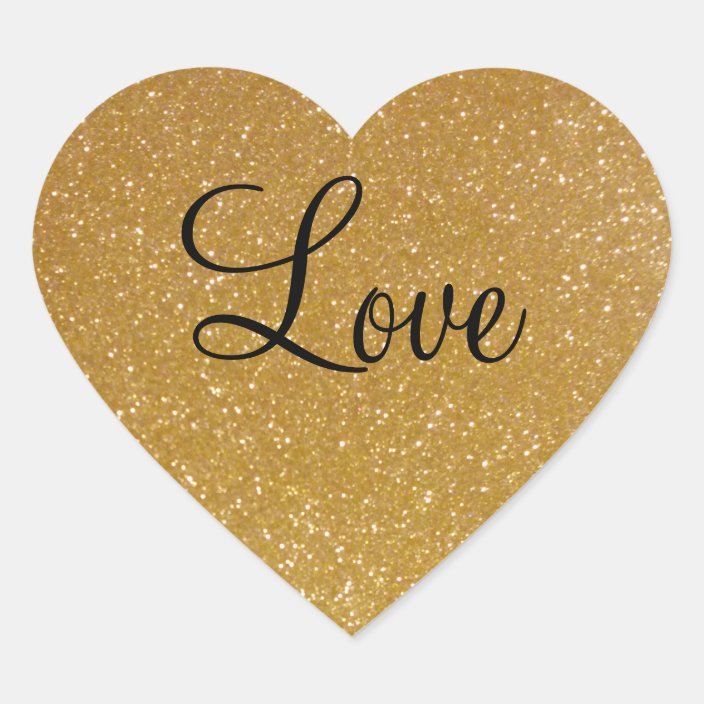 Gold glitter heart shape stickers | Zazzle.com