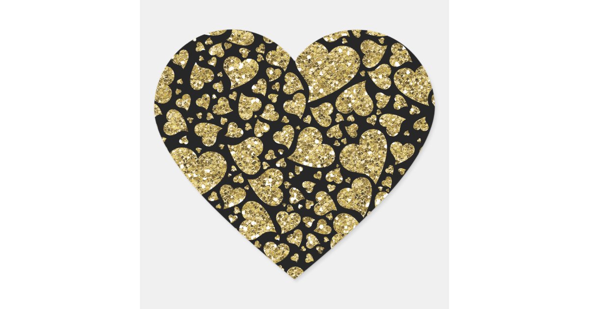 Gold Glitter Hearts Heart Sticker | Zazzle