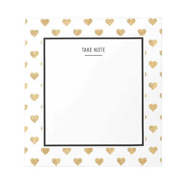 Gold glitter hearts notepad | Zazzle