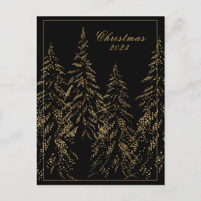 Gold Glitter Holiday Elegant Christmas Postcard | Zazzle