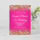 Gold Glitter Hot Pink Fancy Monogram 21st Birthday Invitation | Zazzle