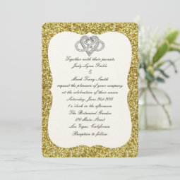 Gold Glitter Infinity Heart Wedding Invitation | Zazzle