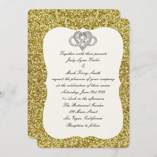 Gold Glitter Infinity Heart Wedding Invitation | Zazzle